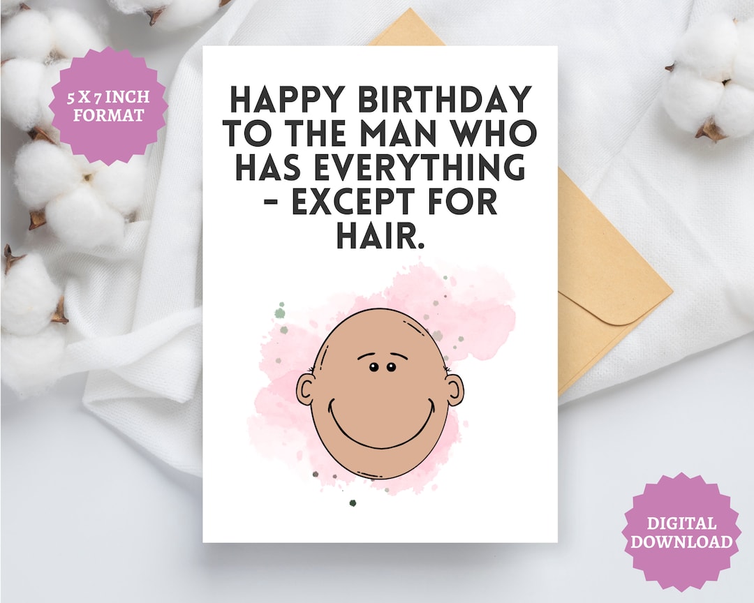 Funny Birthday Card for Older Man Bald Head Gift for Dad Card for Him ...