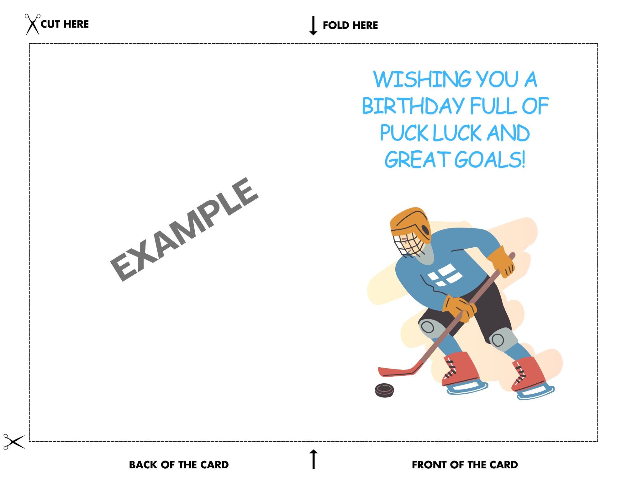 Printable Ice Hockey Birthday Card Gift for Ice Hockey Player NHL Fan ...