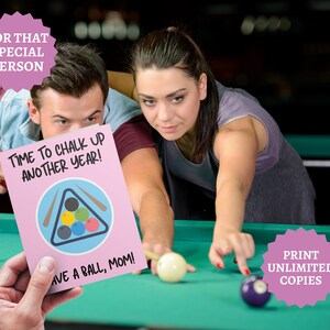 Birthday Card for Snooker Mom Pool Player Gift Billiard Cue Birthday ...