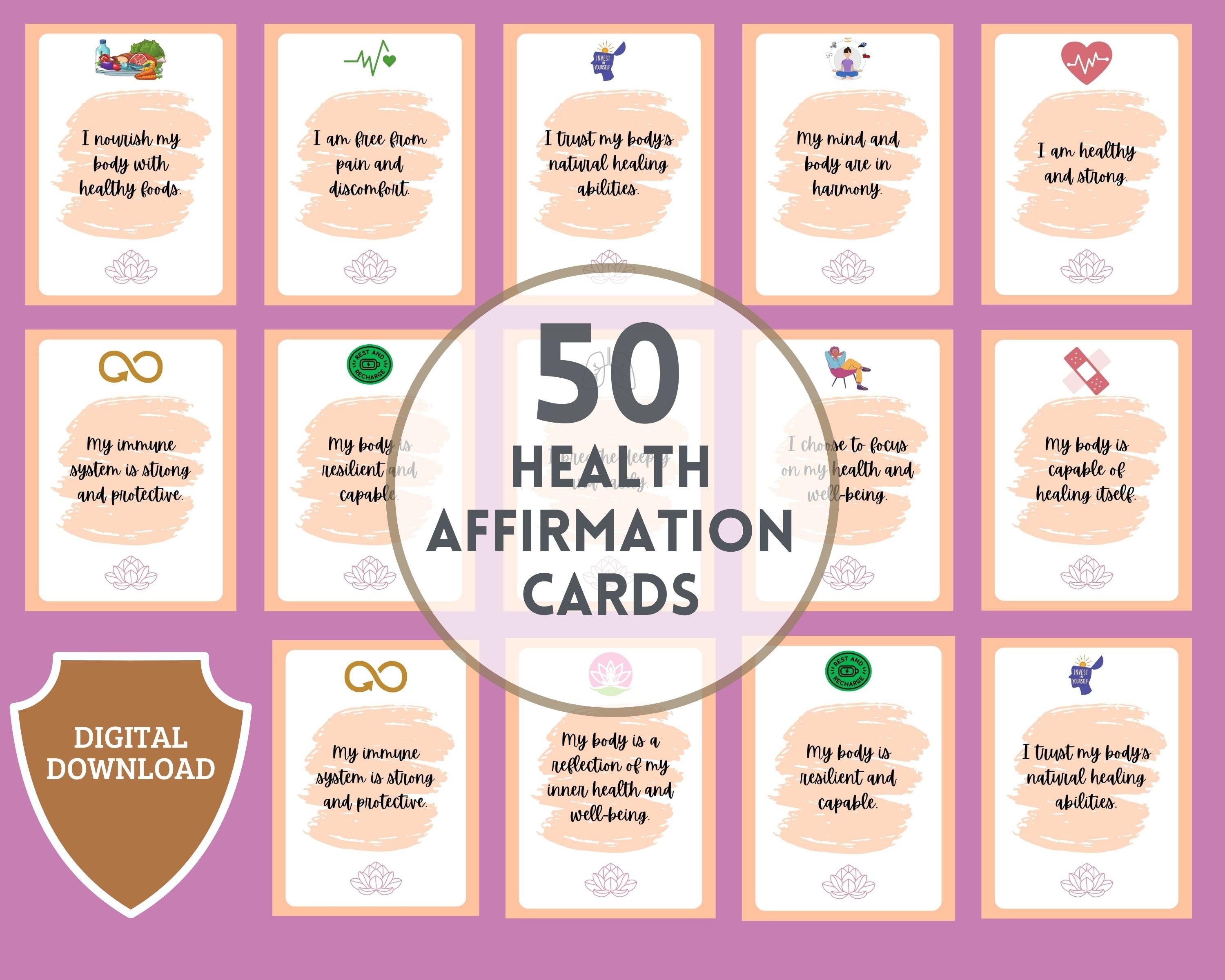 50 Health Affirmation Cards Printable Affirmations for Self Care Self ...