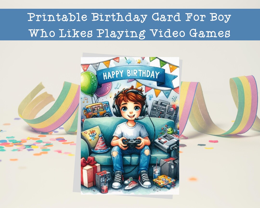 Gamer Birthday Card for Boy: Video Game Theme (PDF) - Etsy UK