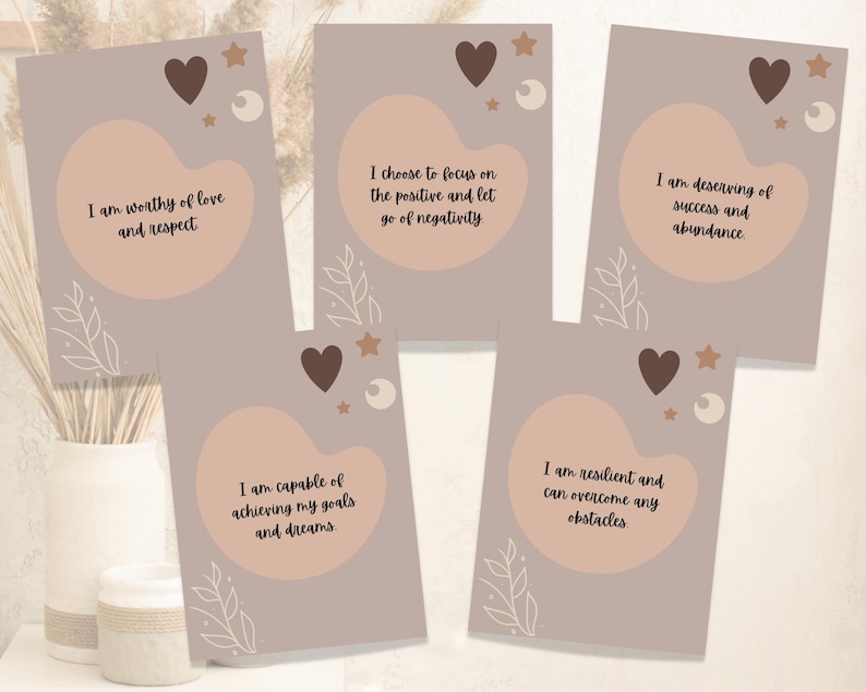 50 Boho Self-care Affirmation Cards: Mindfulness Quotes (printable ...
