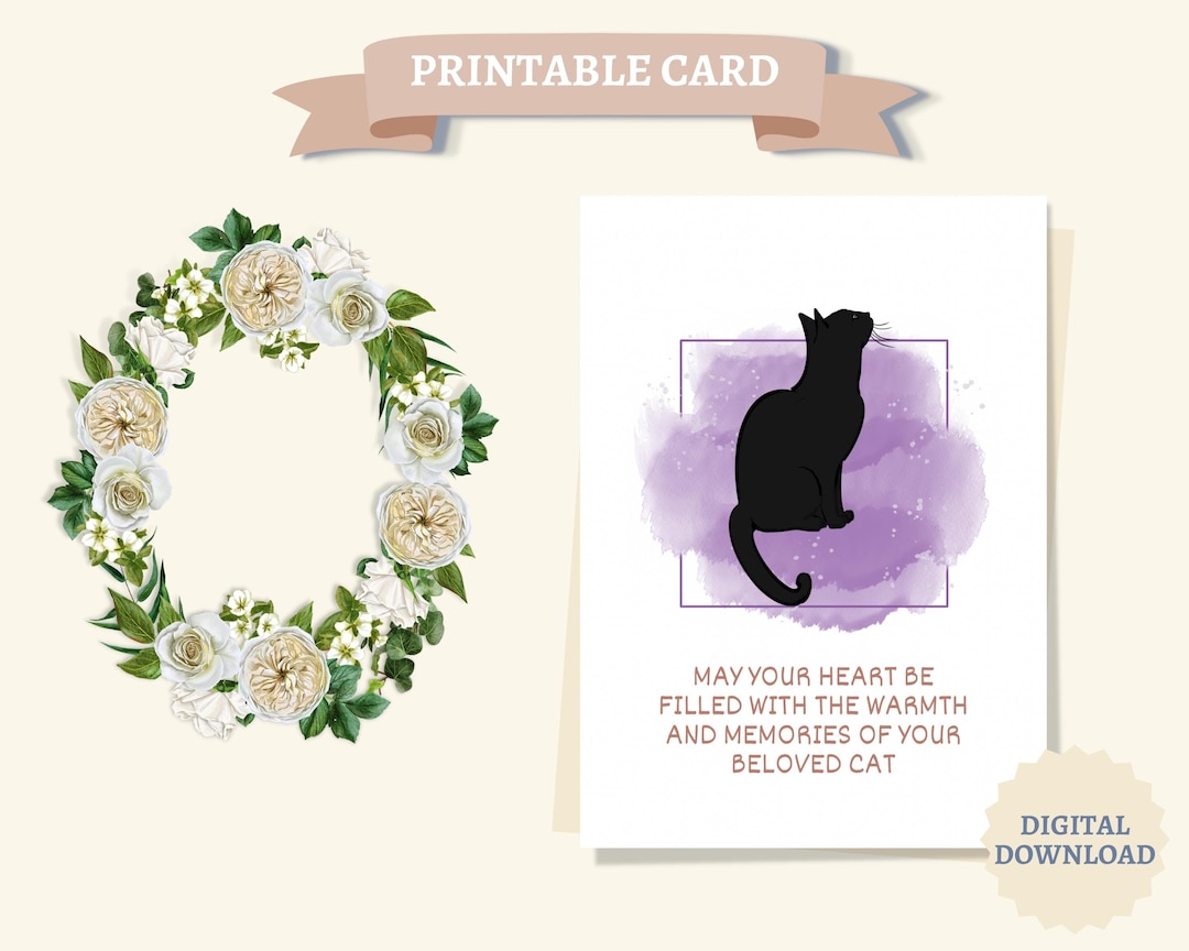 Cat Loss Sympathy Card Condolences and Mourning Gift Grieving Card for ...