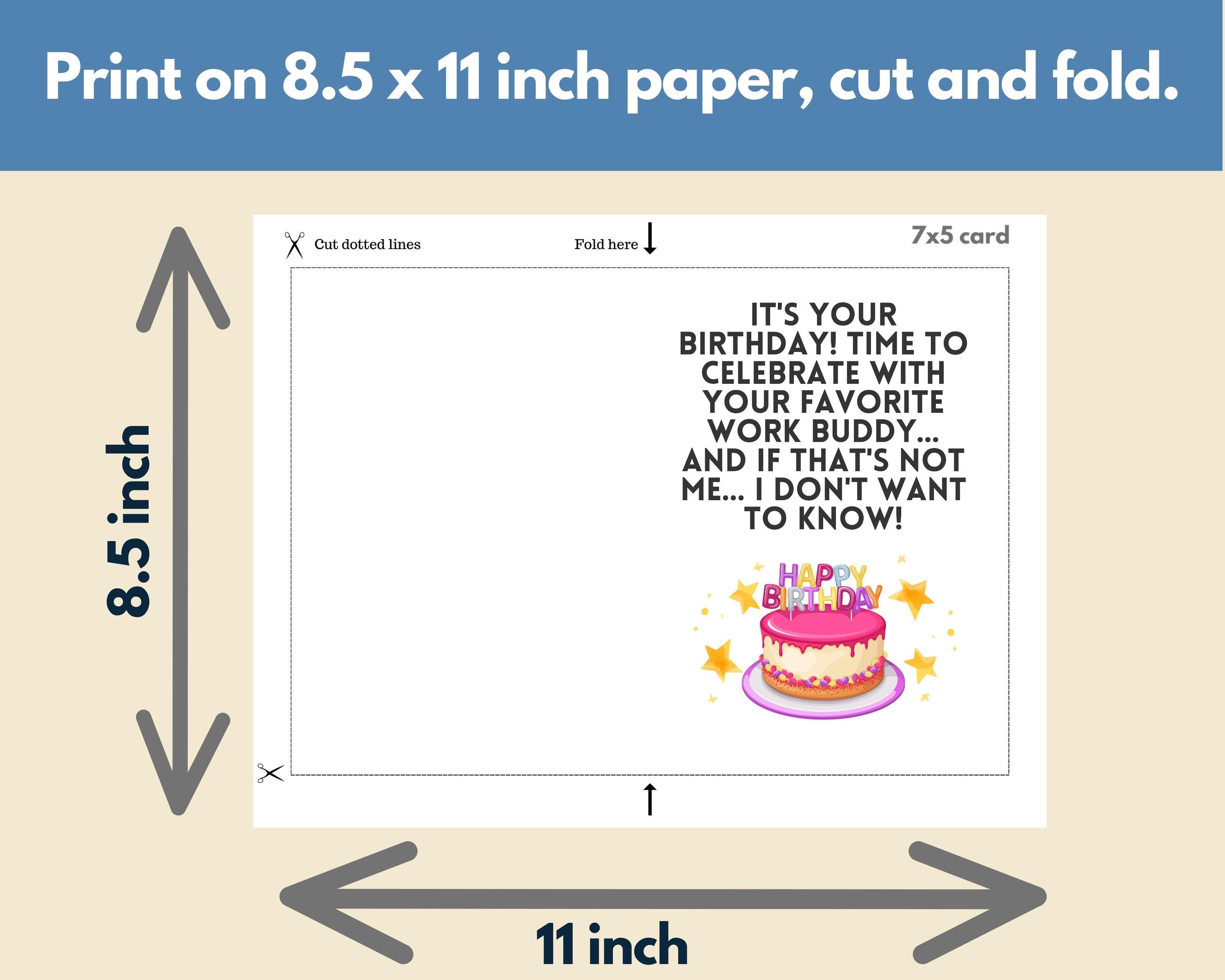 Funny Coworker Birthday Card: Printable Office Gift (A7 Envelope) - Etsy