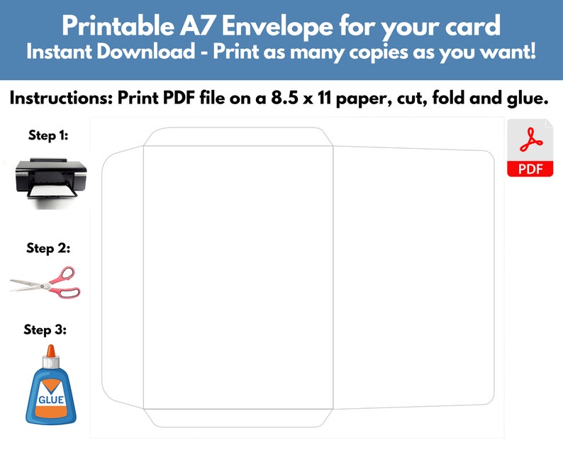 Printable A7 Envelope Template: DIY 5x7 Greeting Card (PDF) - Etsy