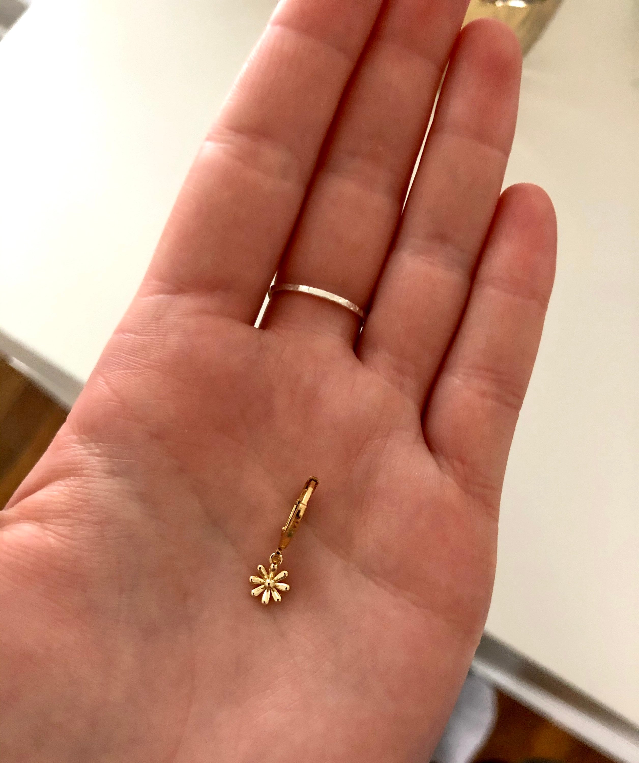 Gold Daisy Huggie Hoops Small Hoop Earrings 18k Plated Gold - Etsy