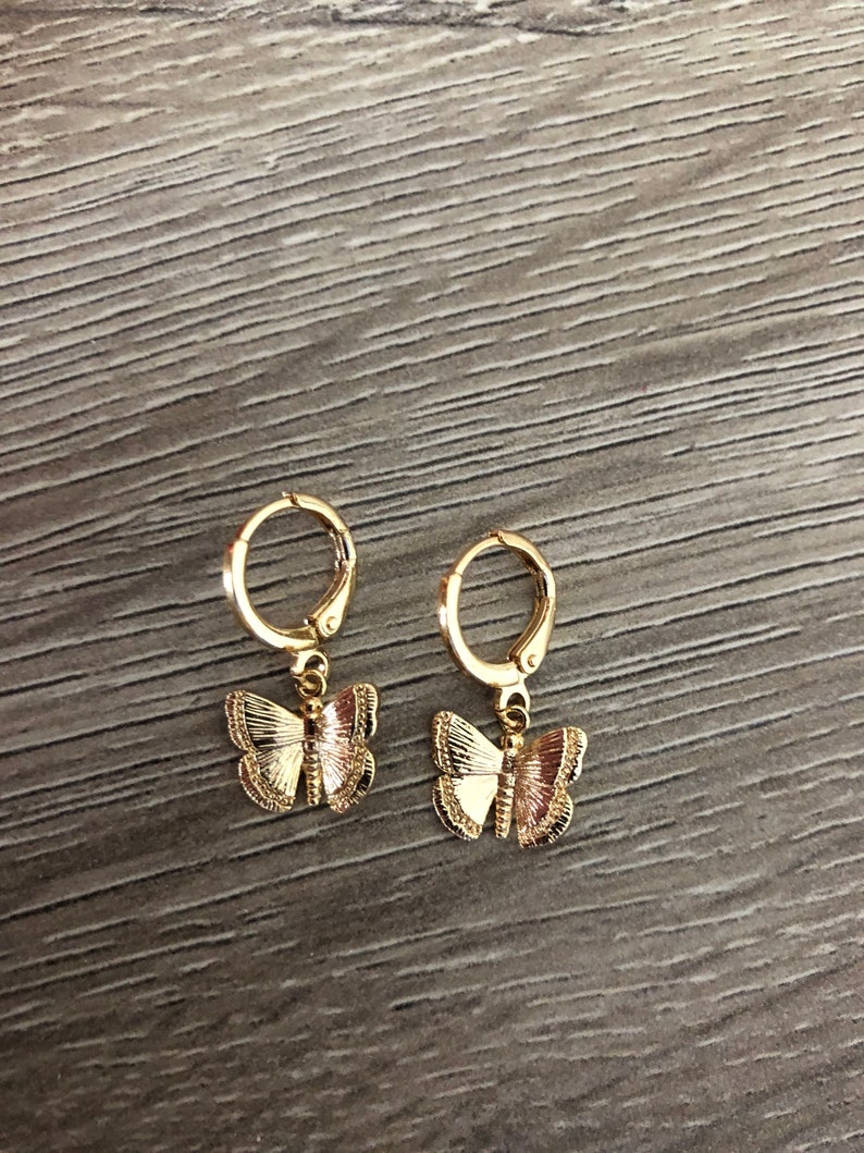 Butterfly Gold Hoop Earrings Huggie Hoops Small Hoops 18k - Etsy