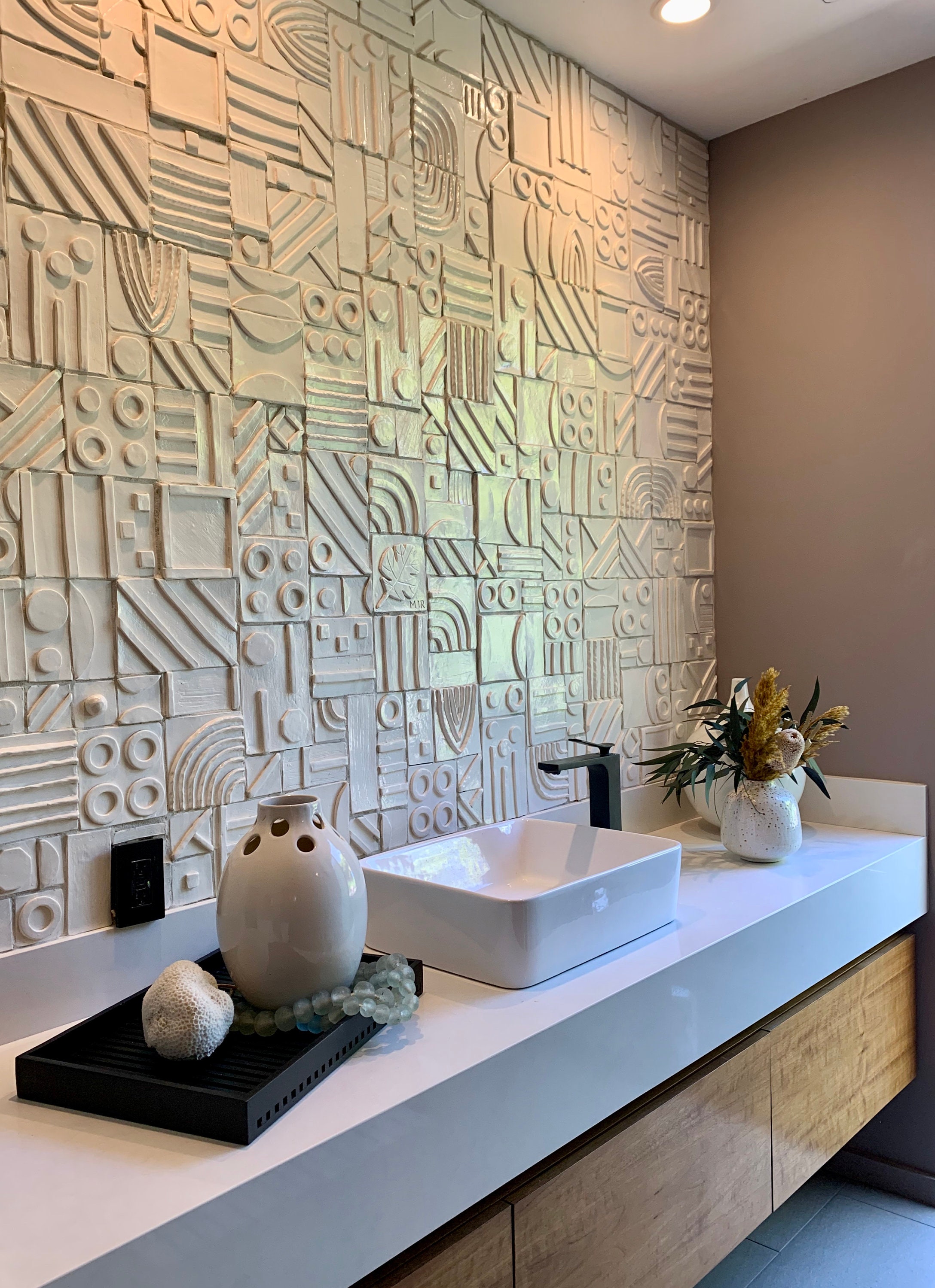 Handmade Ceramic Tile Backsplash (mid-century, Modern, Abstract Shapes ...