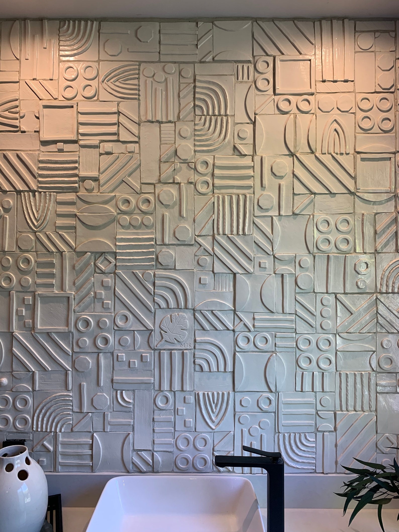 Handmade Ceramic Tile Backsplash (mid-century, Modern, Abstract Shapes ...