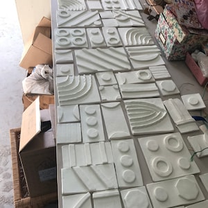 Handmade Ceramic Tile Backsplash (mid-century, Modern, Abstract Shapes ...