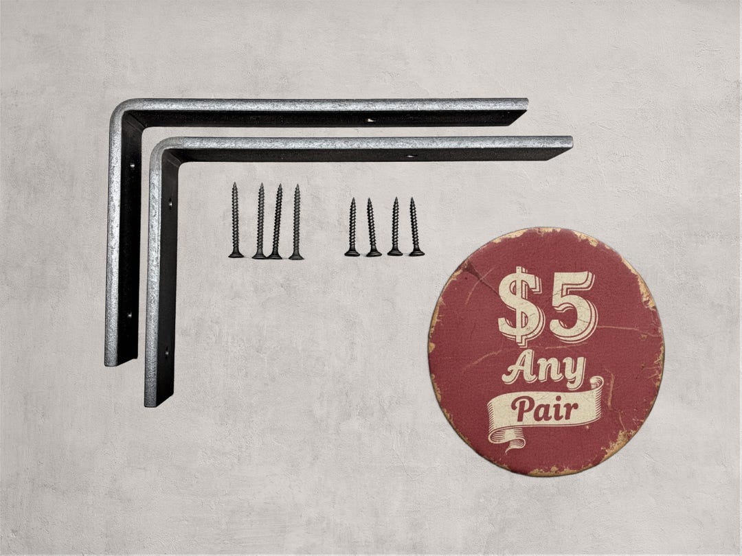 Steel Shelf Brackets: L Bracket, Screws Included. Industrial Rustic ...