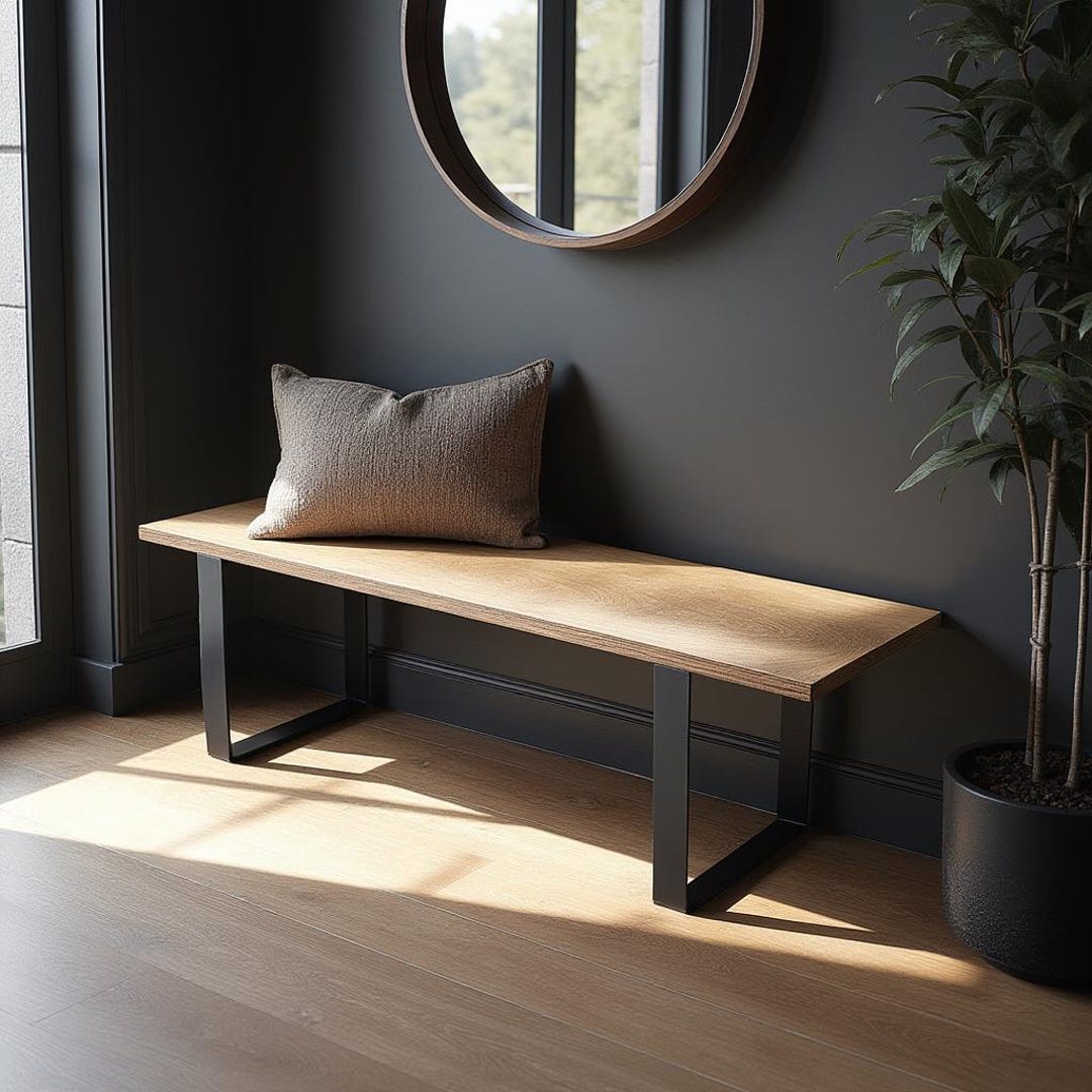 Customizable Wood and Metal Entryway Bench: 5 Color Options - Etsy