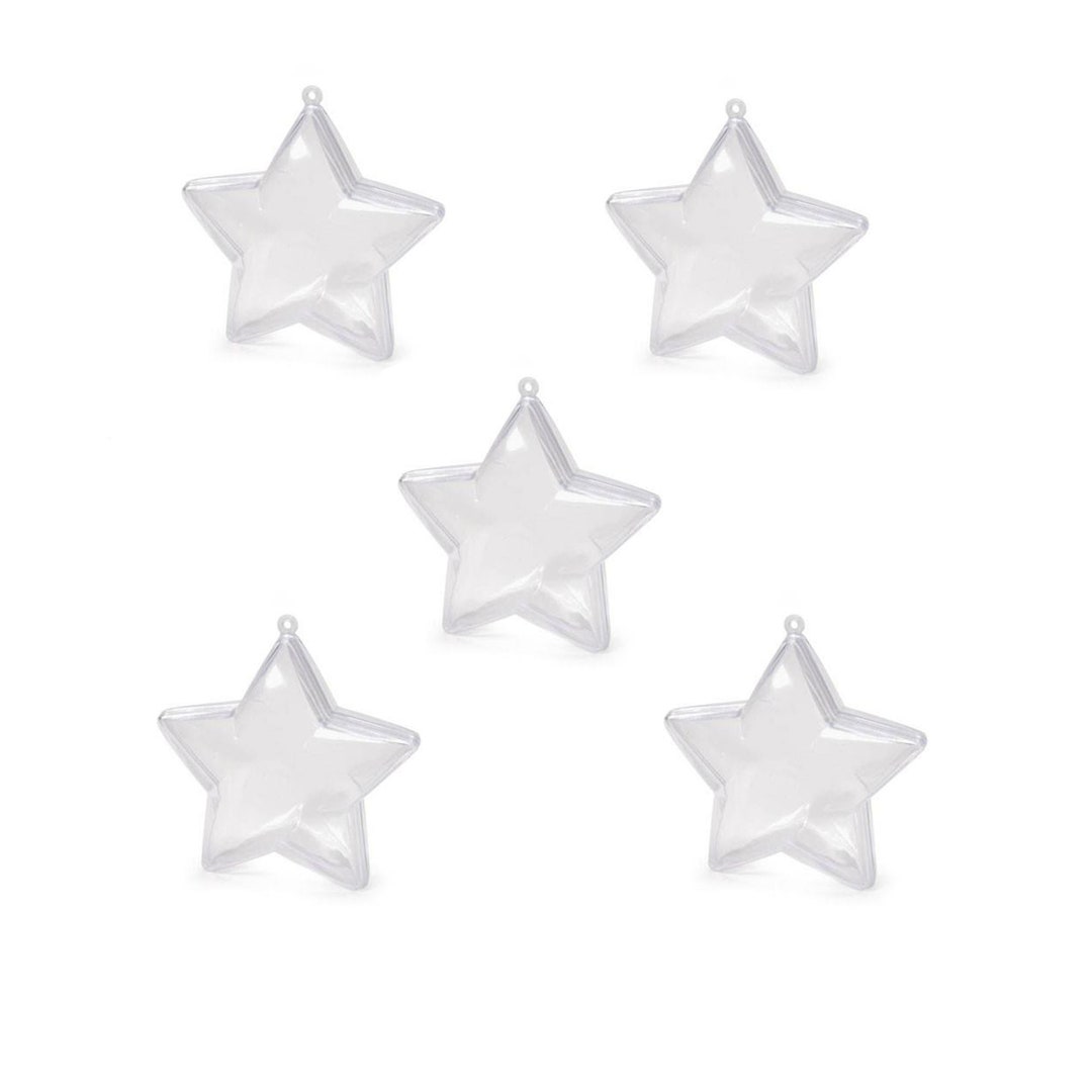 9cm Clear Plastic Fillable Star Ornaments Tree Baubles Christmas ...
