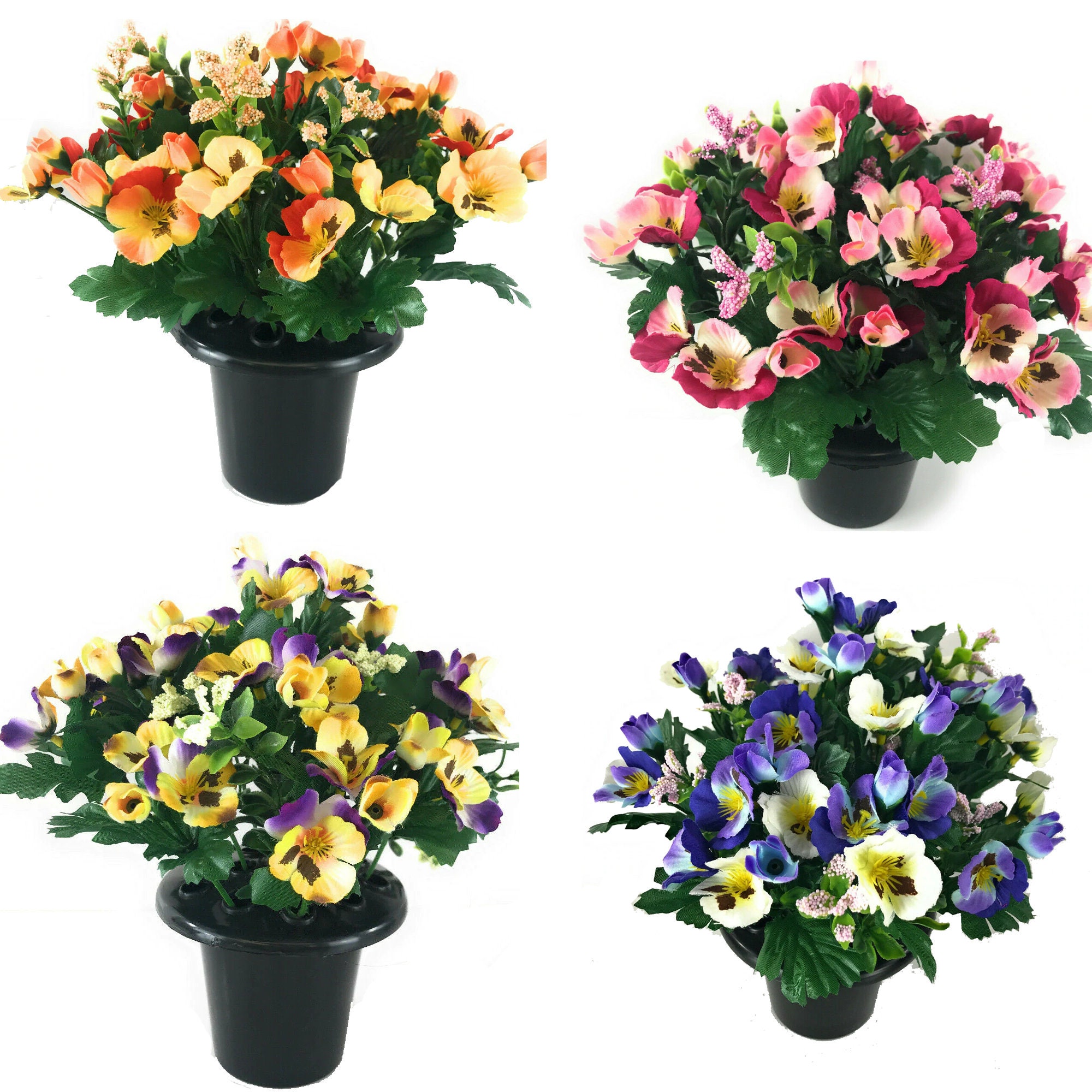 Artificial Grave Flowers Pot Cemetery Vase Memorial Tribute - Etsy UK