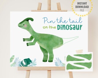 Pin the Tail on the Dinosaur Printable Birthday Party Game - Etsy Singapore