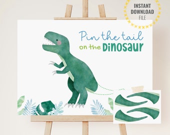 Pin the Tail on the Dinosaur Printable Birthday Party Game - Etsy Singapore