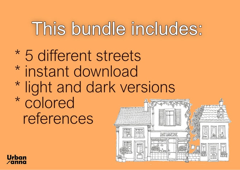 The Urban Street Collection: Set of 5 Downloadable Coloring Sheets of ...