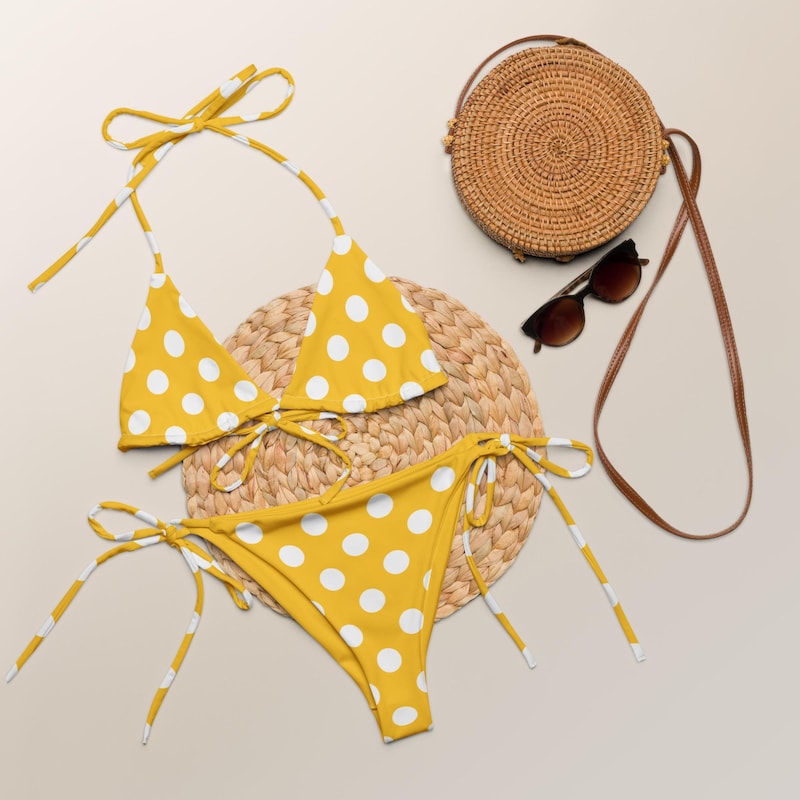 Womens Yellow Polka Dot Bikini - Etsy