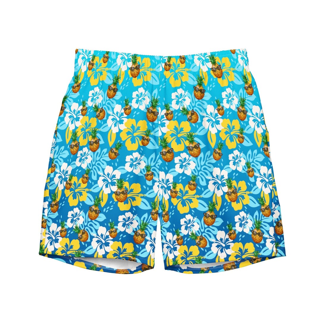 Men's Pineapple Hawaiian Swim Trunks: Tropical Flower Board Shorts - Etsy