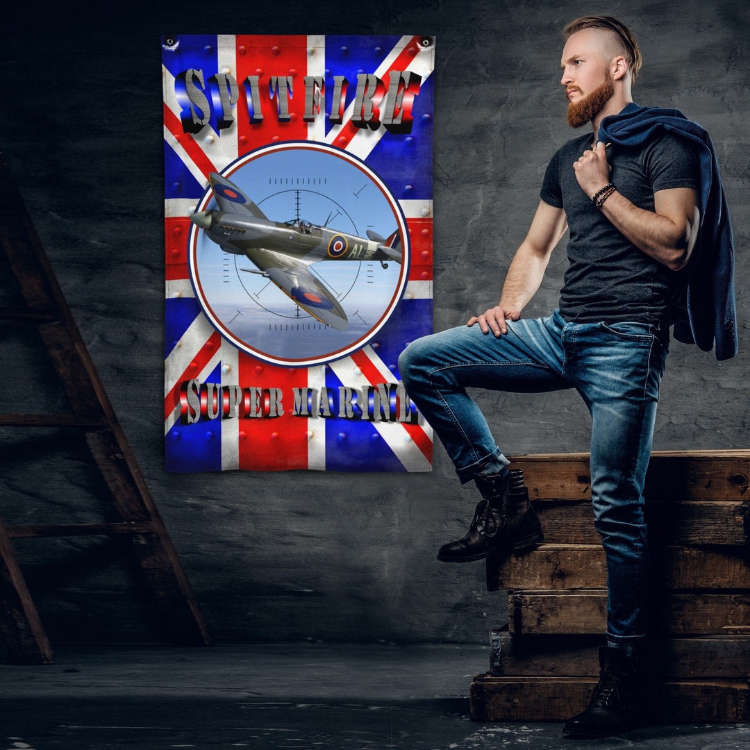 Spitfire Supermarine Flag: Collectible WW2 Plane Wall Hanging - Etsy