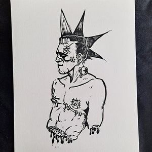 Trans Horror Punk Frankenstein's Creation Monster Linocut Block Print ...