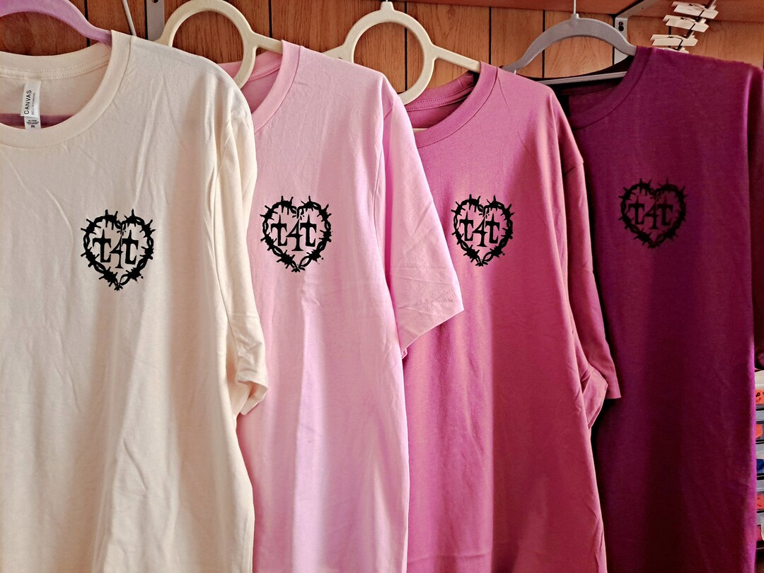 T4T Barbed Wire Heart Print Tees - Etsy
