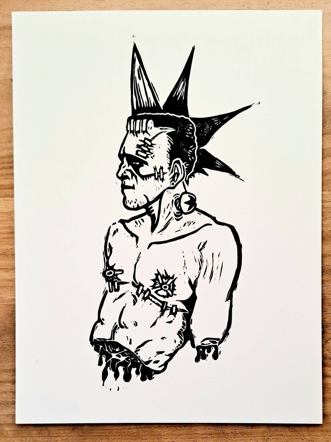 Trans Horror Punk Frankenstein's Creation Monster Linocut - Etsy