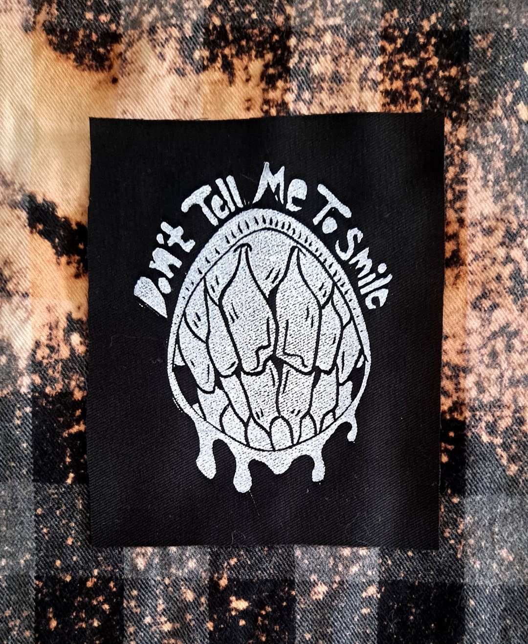 Don't Tell Me to Smile Gnarly Drooling Teeth Print Patch - Etsy