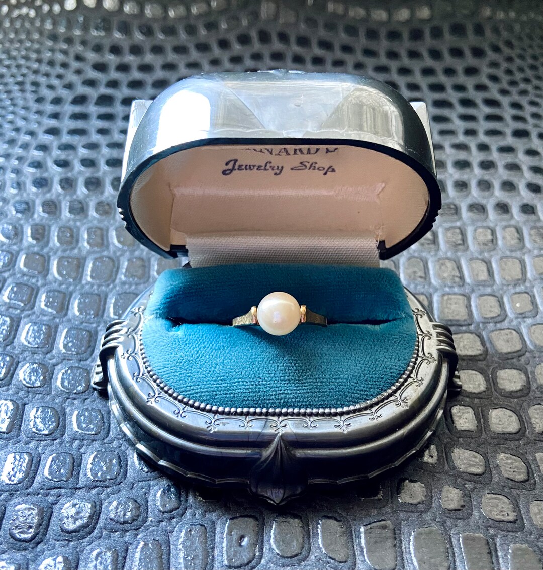 Vintage Mid Century MCM 1950's 1960's 14K Gold Band Pearl Ring Jewelry ...
