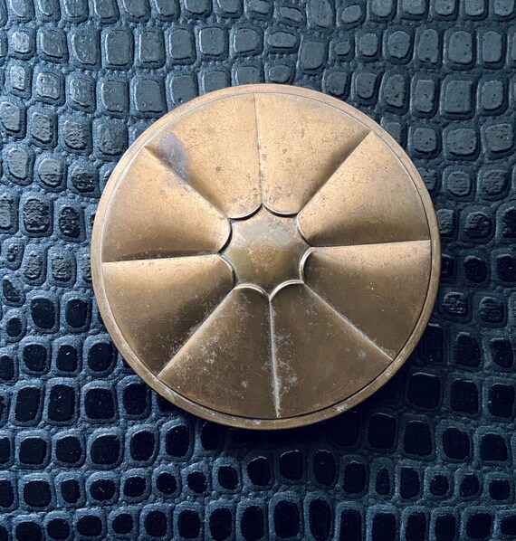 Vintage Antique Round Brass Compact Mirror Sunburst Tussy - Etsy