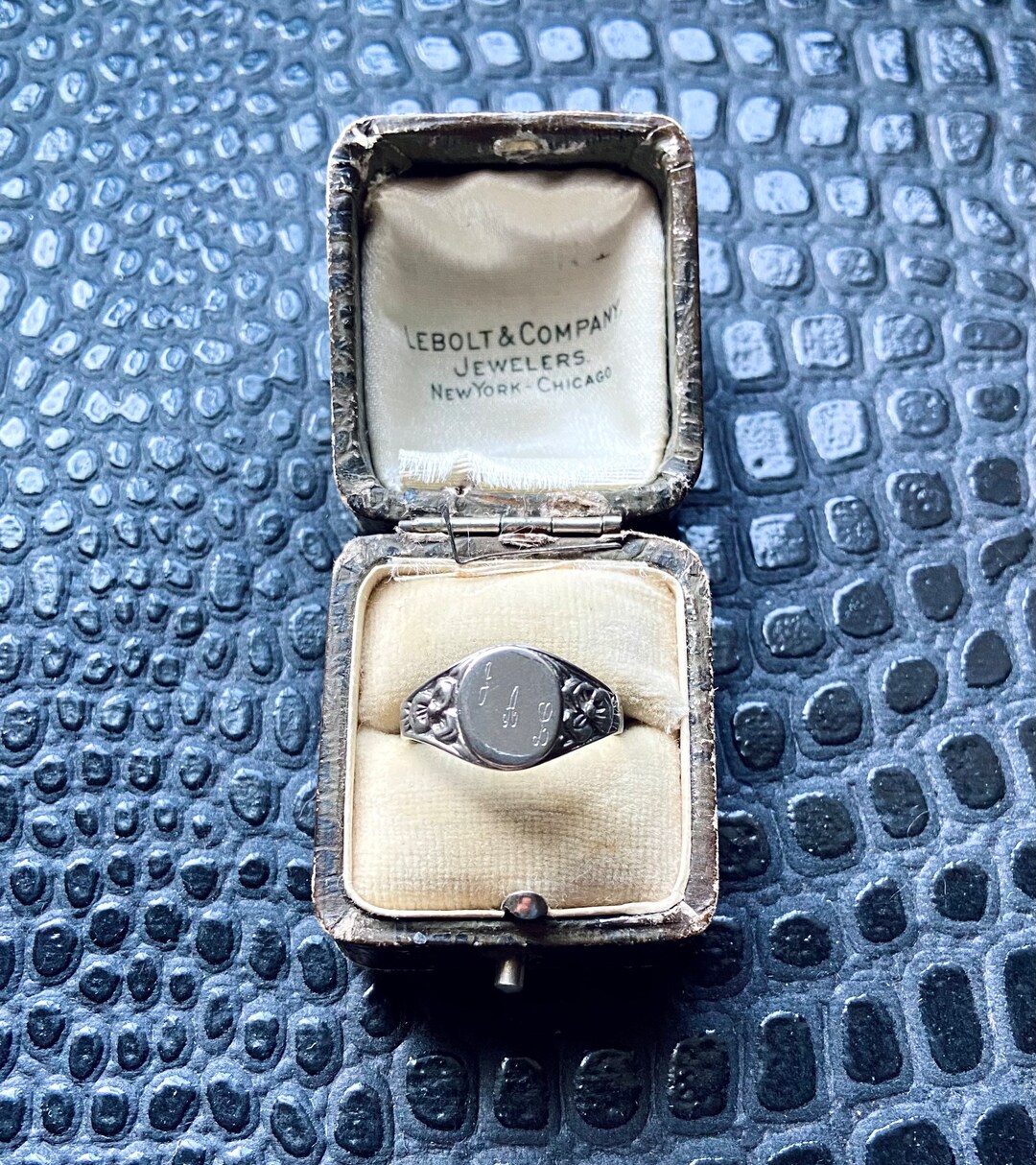 Antique Art Deco 1920's Silver Signet Ring Engraved Monogrammed ...