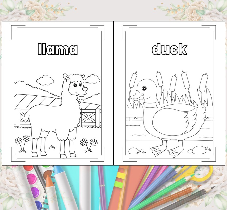 Kids Animal Coloring Pages: 34 Children's Activity Sheets (PDF) - Etsy
