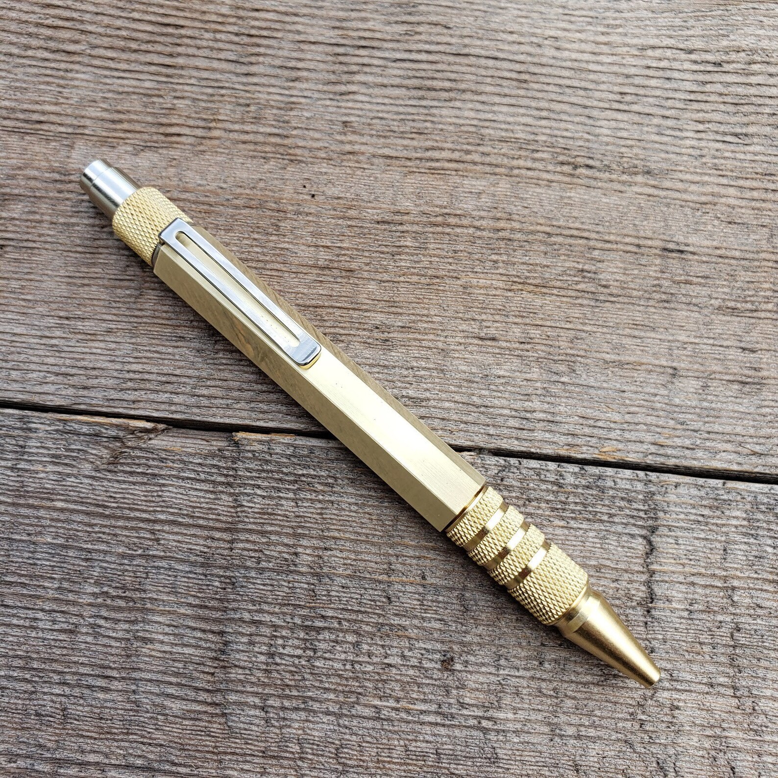 Solid brass hex Edc handmade pen | Etsy