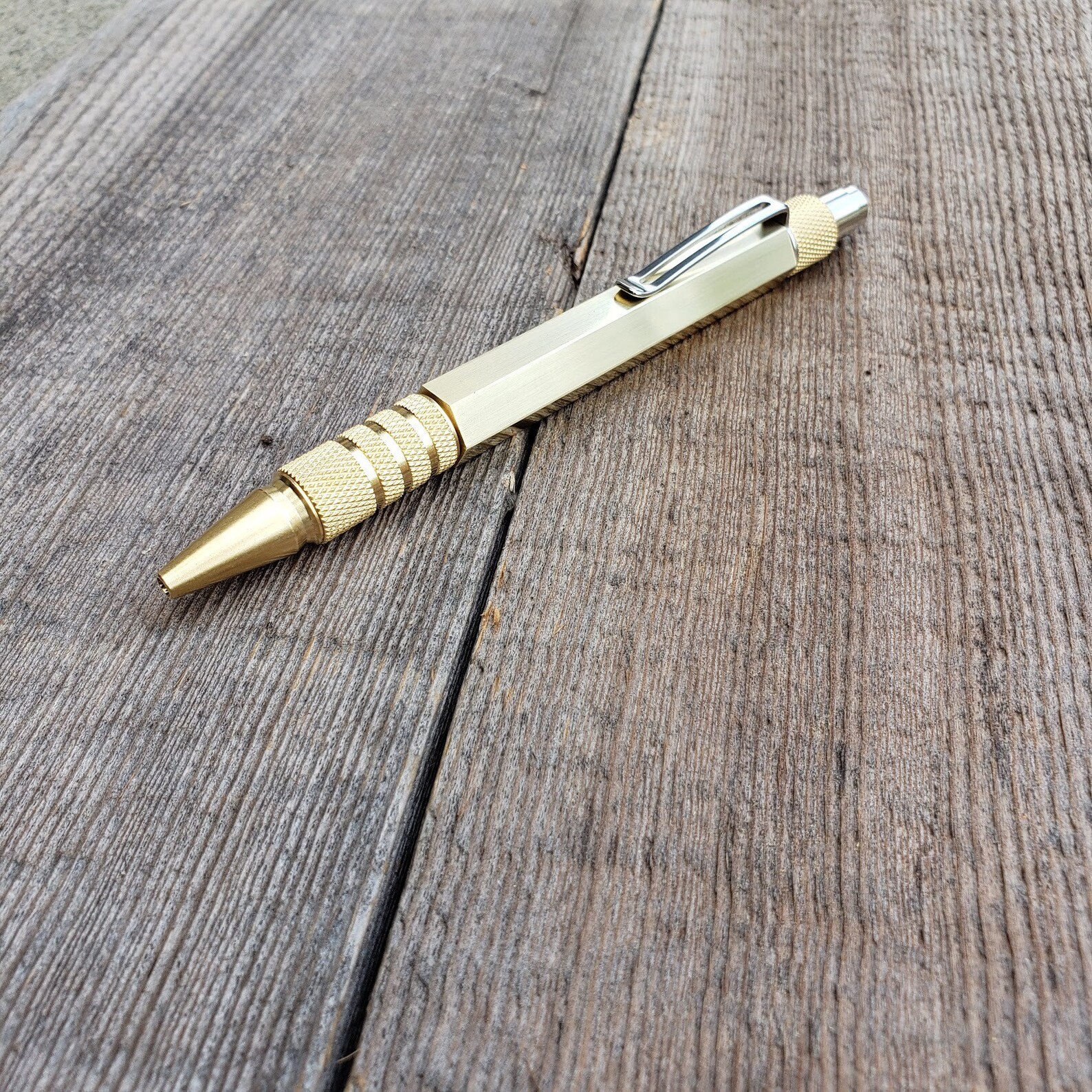 Solid brass hex Edc handmade pen | Etsy