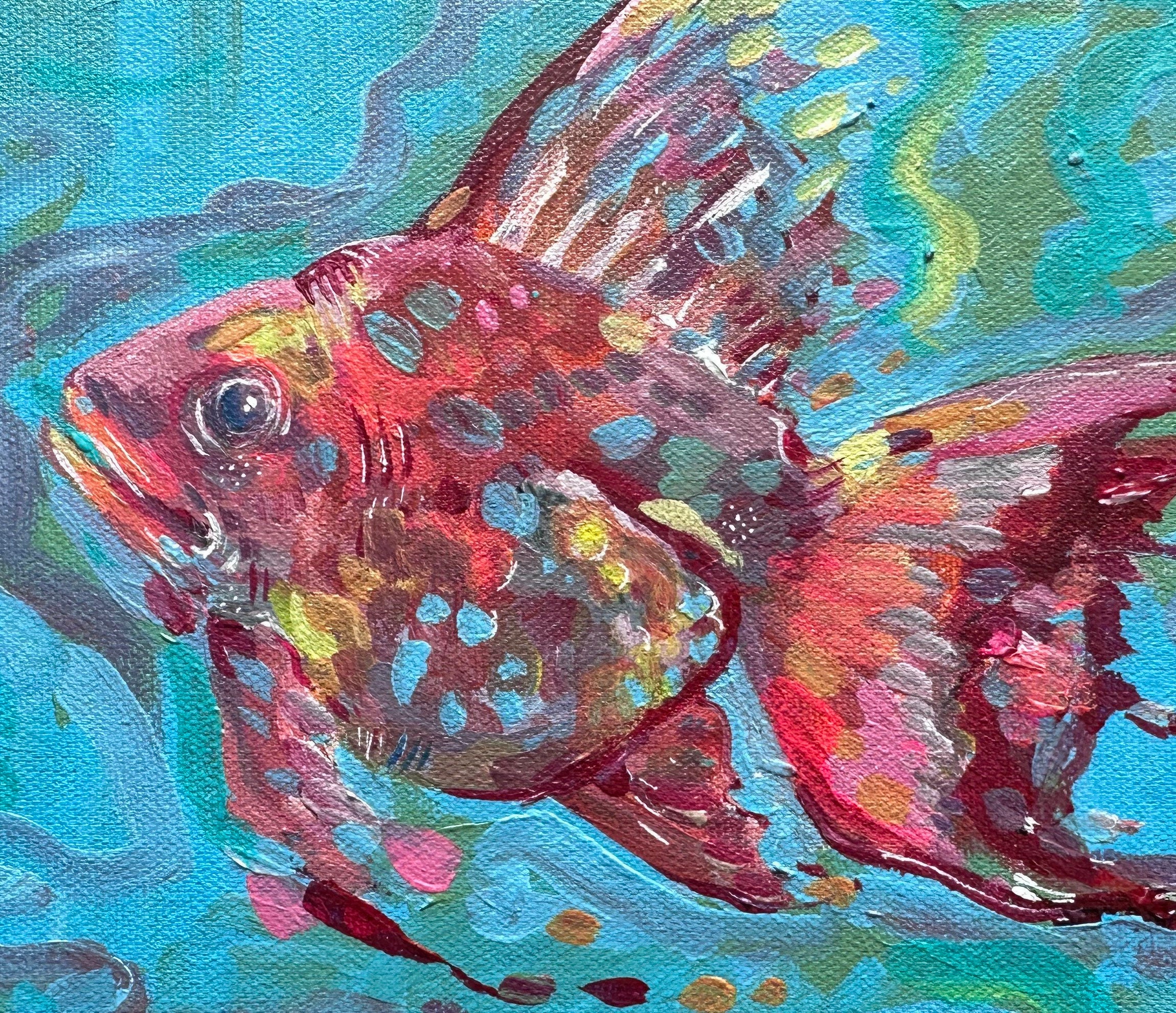 Original Painting. Contemporary Goldfish Water Open Water. - Etsy
