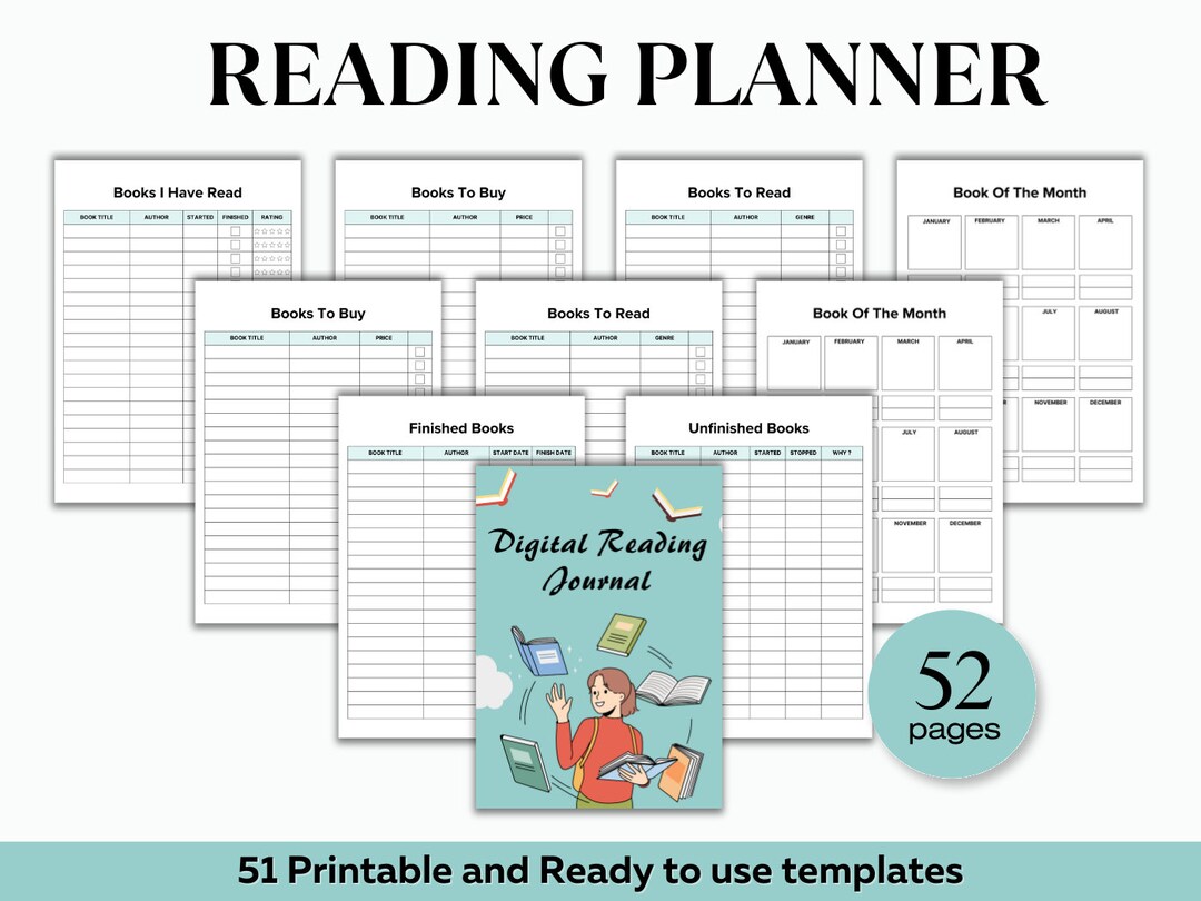 Book Reading Planner Bundle Printable, Reading Planner 2024, Printable ...