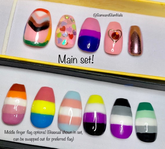 LGBTQ Nails w/ Customizable Flag & Charity Donation | Etsy