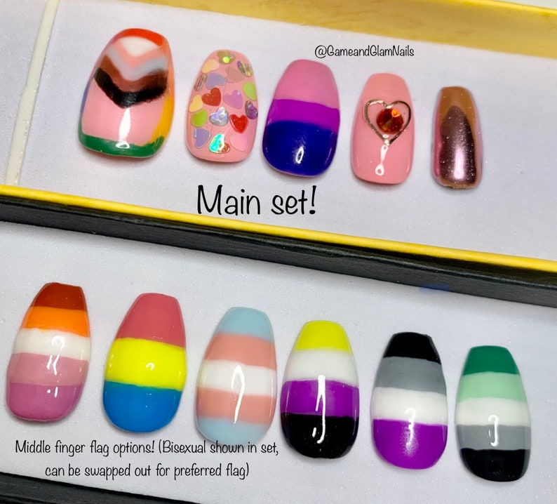 LGBTQ Nails W/ Customizable Flag & Charity Donation - Etsy UK