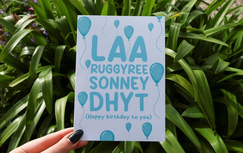 Manx Happy Birthday Greetings Card 'laa Ruggyree Sonney Dhyt' - Etsy
