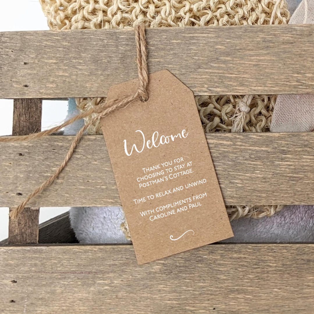 30 Hospitality Welcome Gift Tags, Printed in White for Your Holiday ...