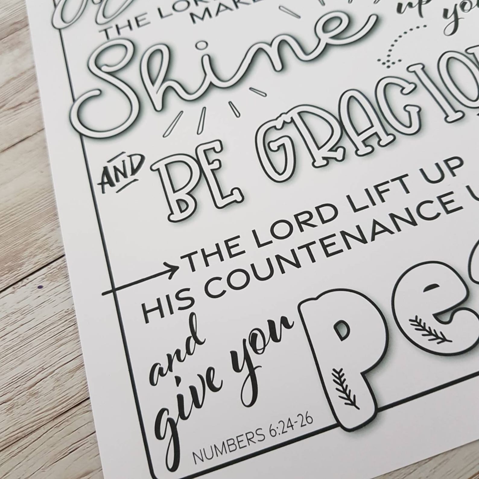 Bible verse coloring page Numbers 6:24-26 The Lord bless | Etsy