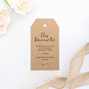 20 Bride and Groom Favour Tags, His Favourite, Her Favourite, Bottle or ...
