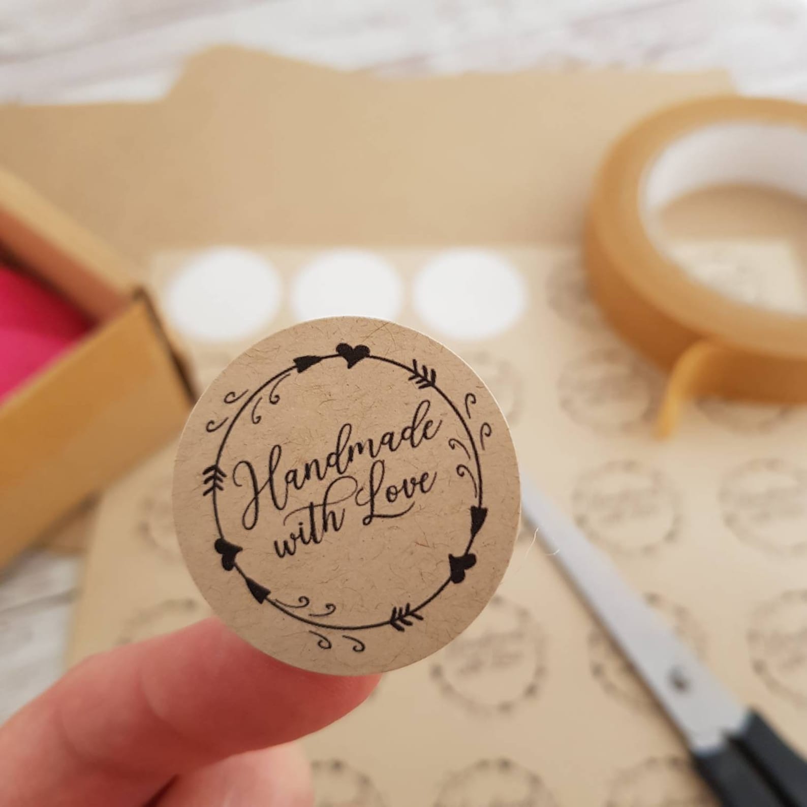 30 Handmade With Love Stickers for Your Orders, Recycled Round 37mm ...