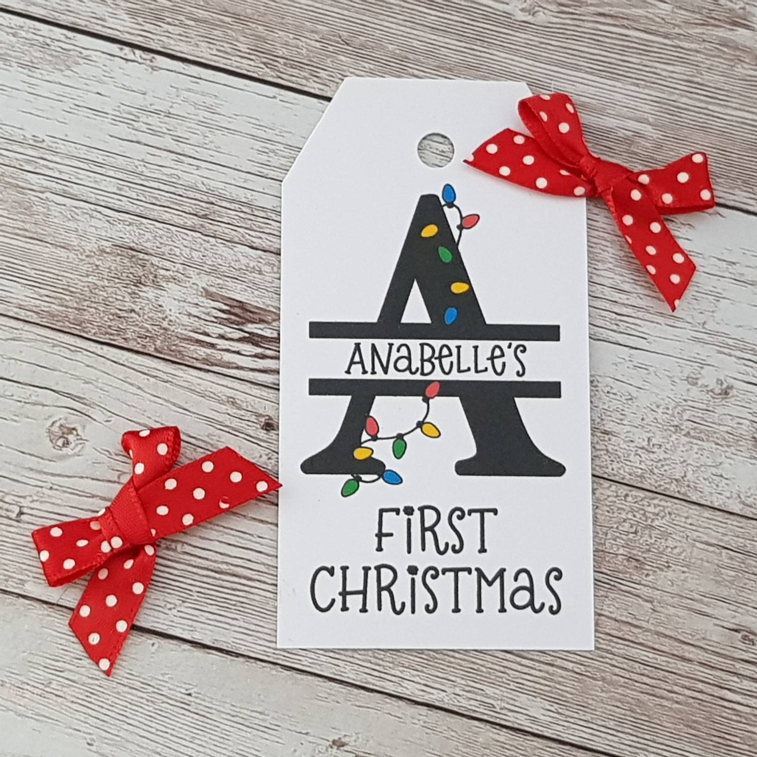 4 Baby's First Christmas Gift tags Your child's name | Etsy