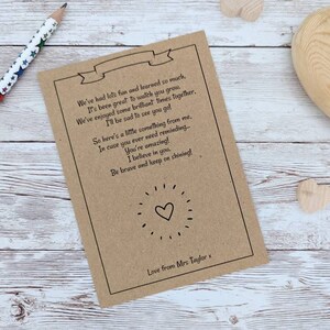 A6 Printed Teacher Poem Cards, End of Year Class Gift, for Handmade ...