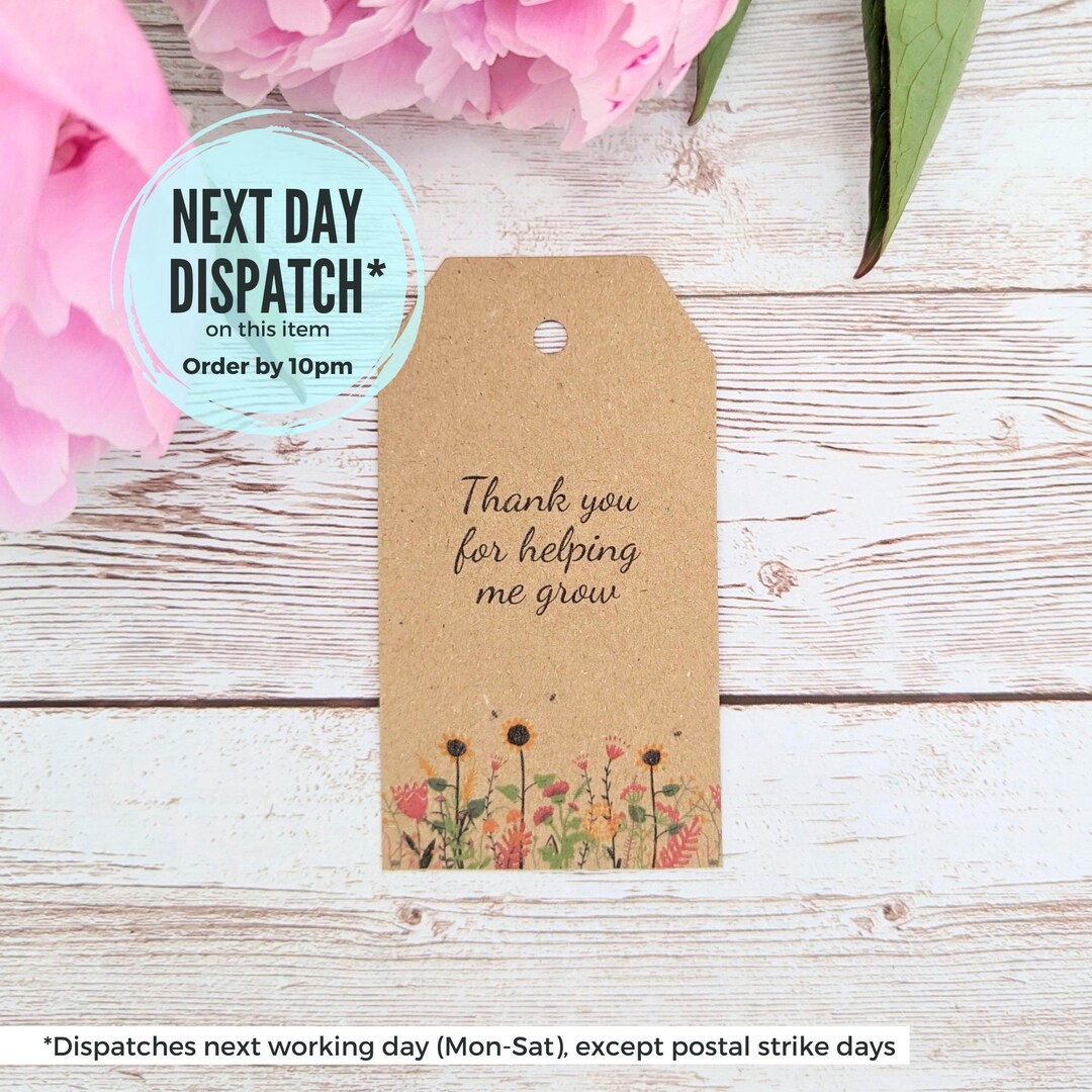 Thank You for Helping Me Grow, Flower Design Teacher Gift Tags ...