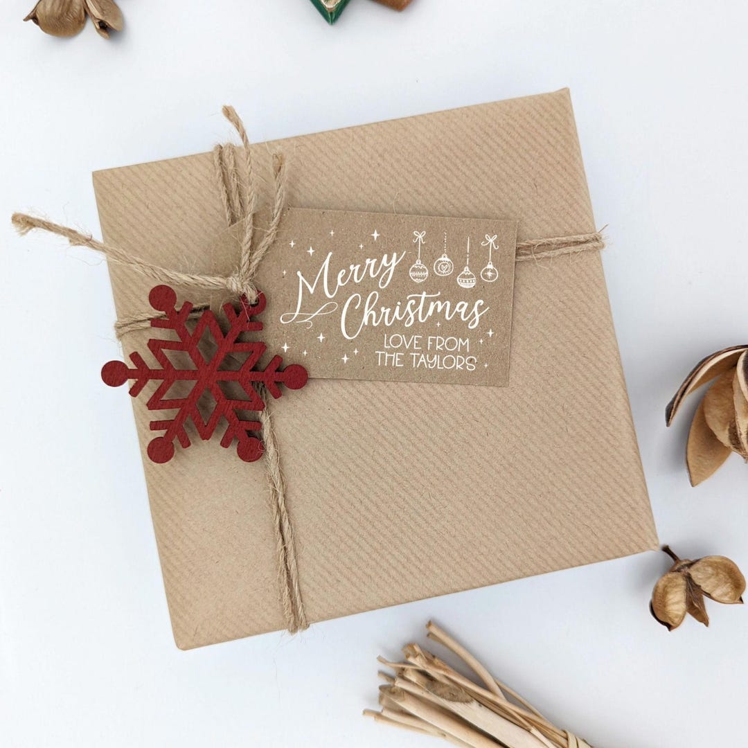 30 Personalised Christmas Gift Tags, Kraft Card Tags, Merry Christmas ...