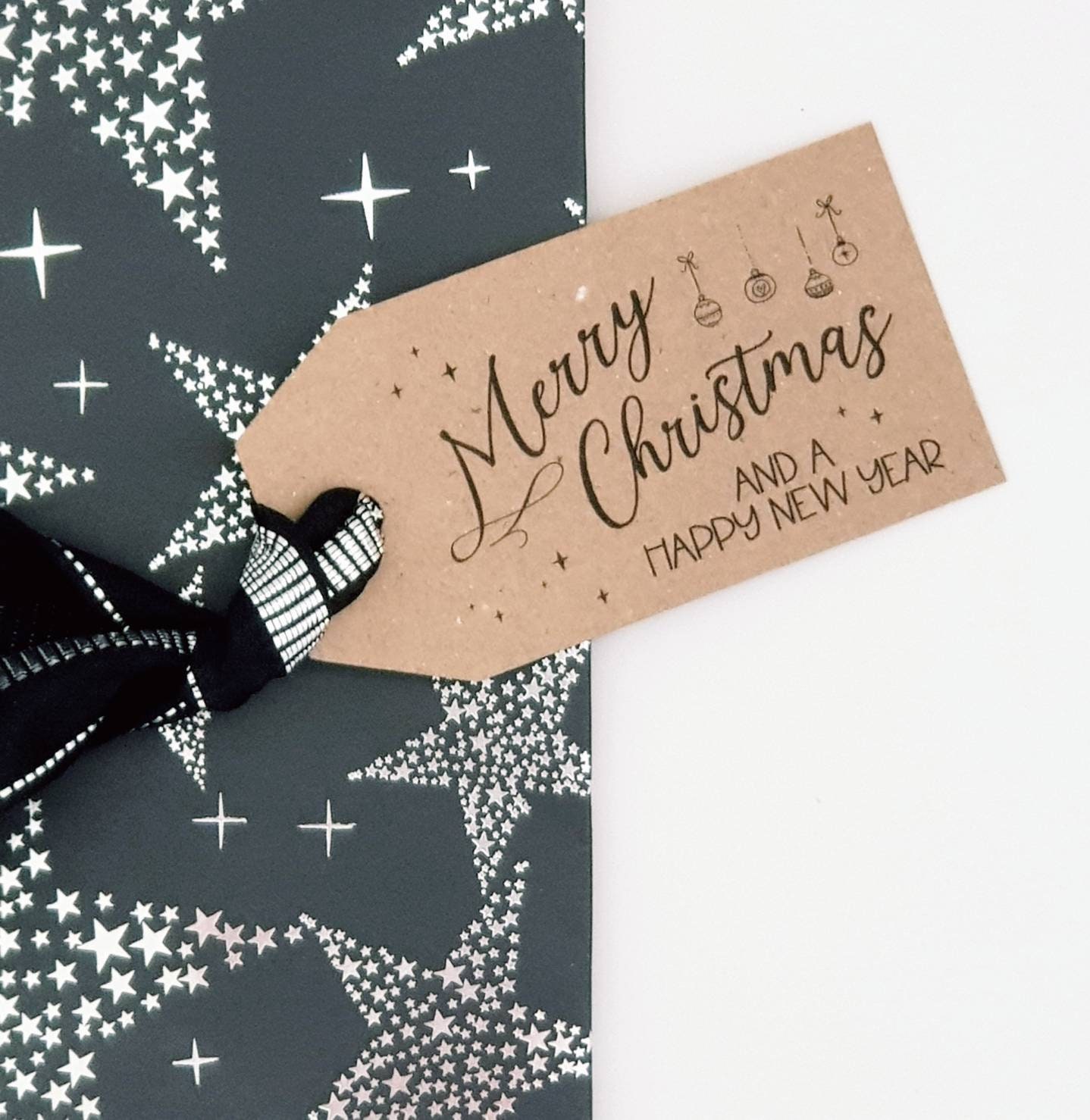 10 Christmas Gift Tags, Hand Lettering Style Kraft Card Tags, Merry ...