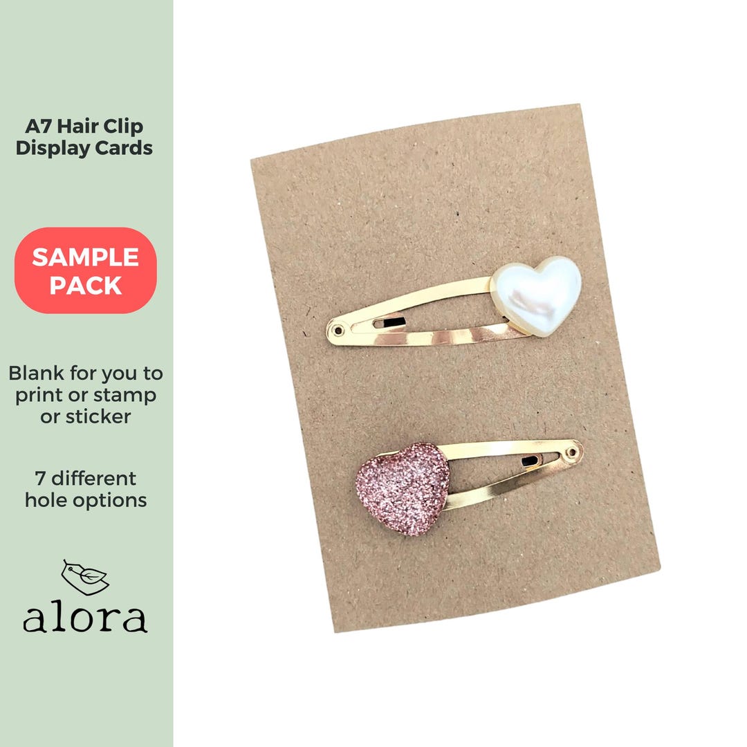 Blank SAMPLE Hair Clip Display Cards, A7 Recycled Kraft Backing Card ...