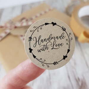 30 Handmade With Love Stickers for Your Orders, Recycled Round 37mm ...